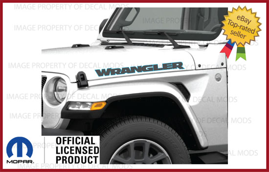 2018 - 2026 Jeep WRANGLER Hood Decals Graphics Stickers JL gray blue ...